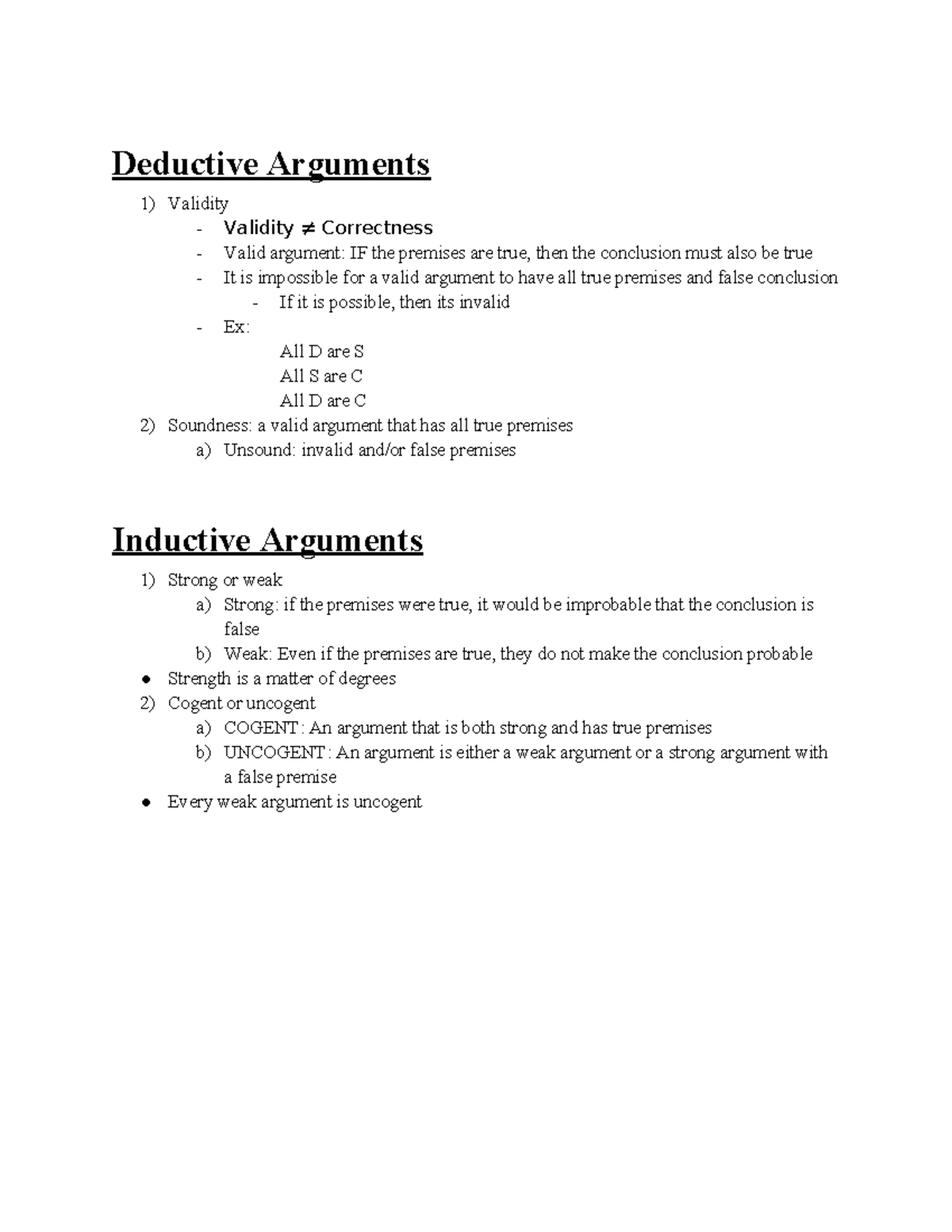 Critical Thinking 1.4 - Deductive Arguments 1) Validity - Validity ≠ ...