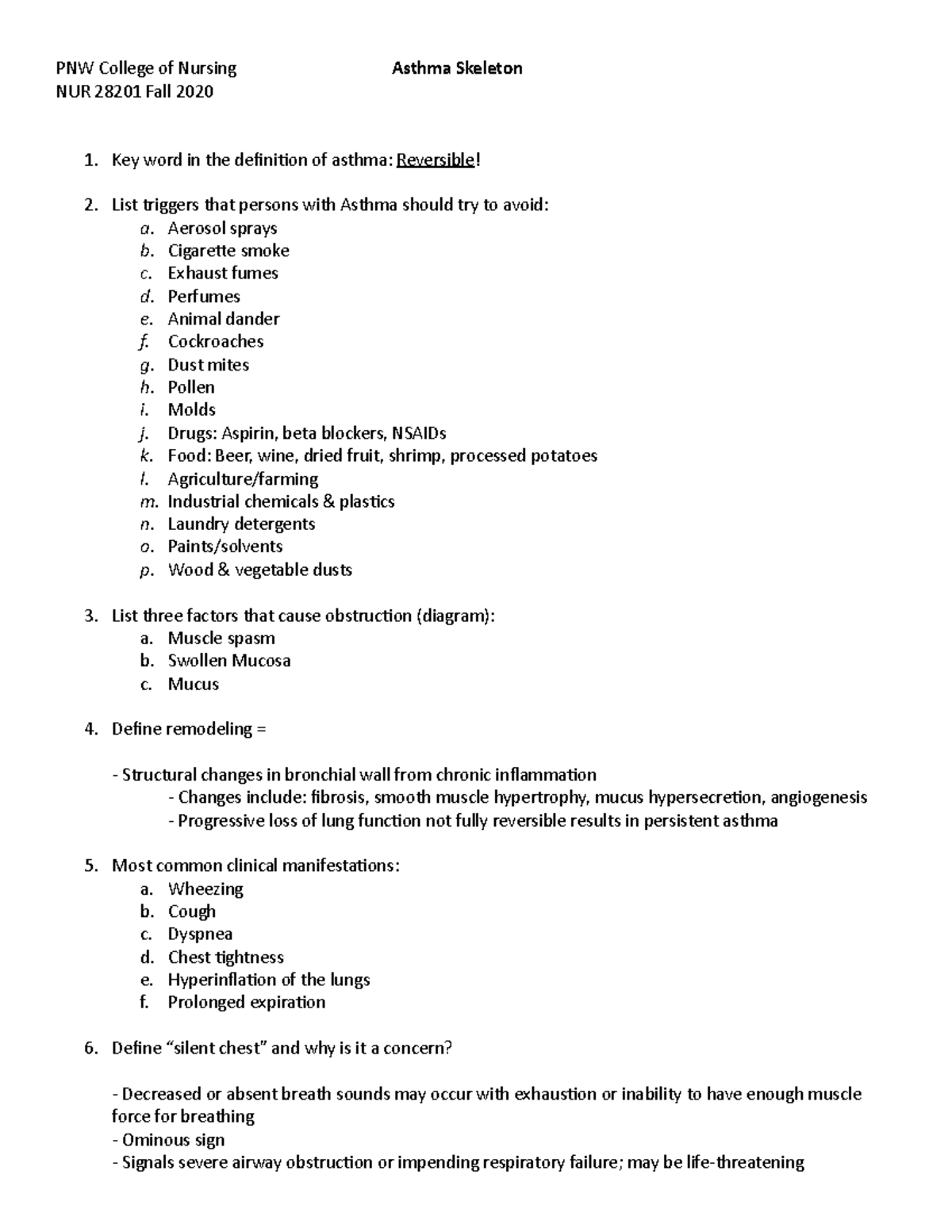 Asthma Skeleton - PNW College of Nursing Asthma Skeleton NUR 28201 Fall ...