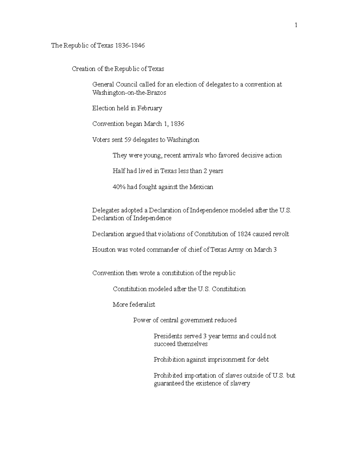 6 The Republic of Texas 1836 - The Republic of Texas 1836- Creation of ...