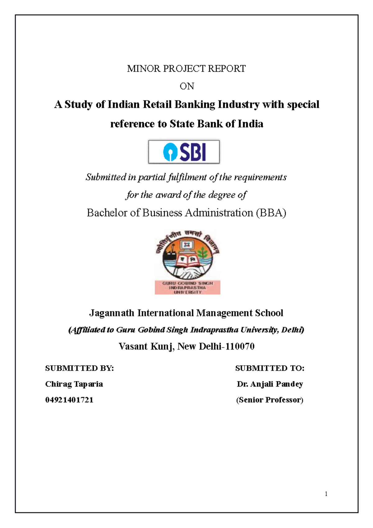 minor project 123 - MINOR PROJECT REPORT ON A Study of Indian Retail ...