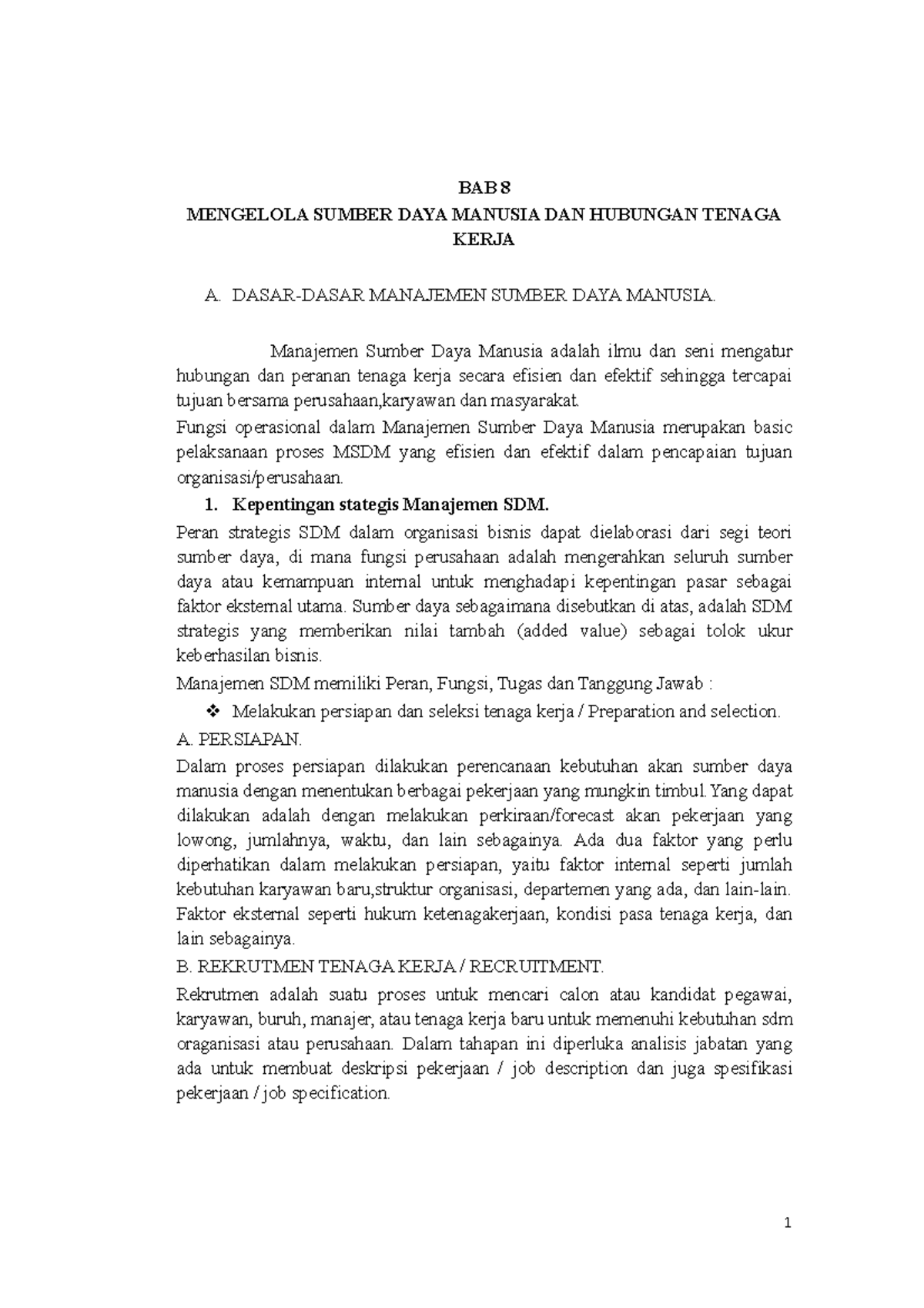 BAB 8 Mengelola Sumber DAYA Manusia DAN - BAB 8 MENGELOLA SUMBER DAYA MANUSIA DAN HUBUNGAN ...