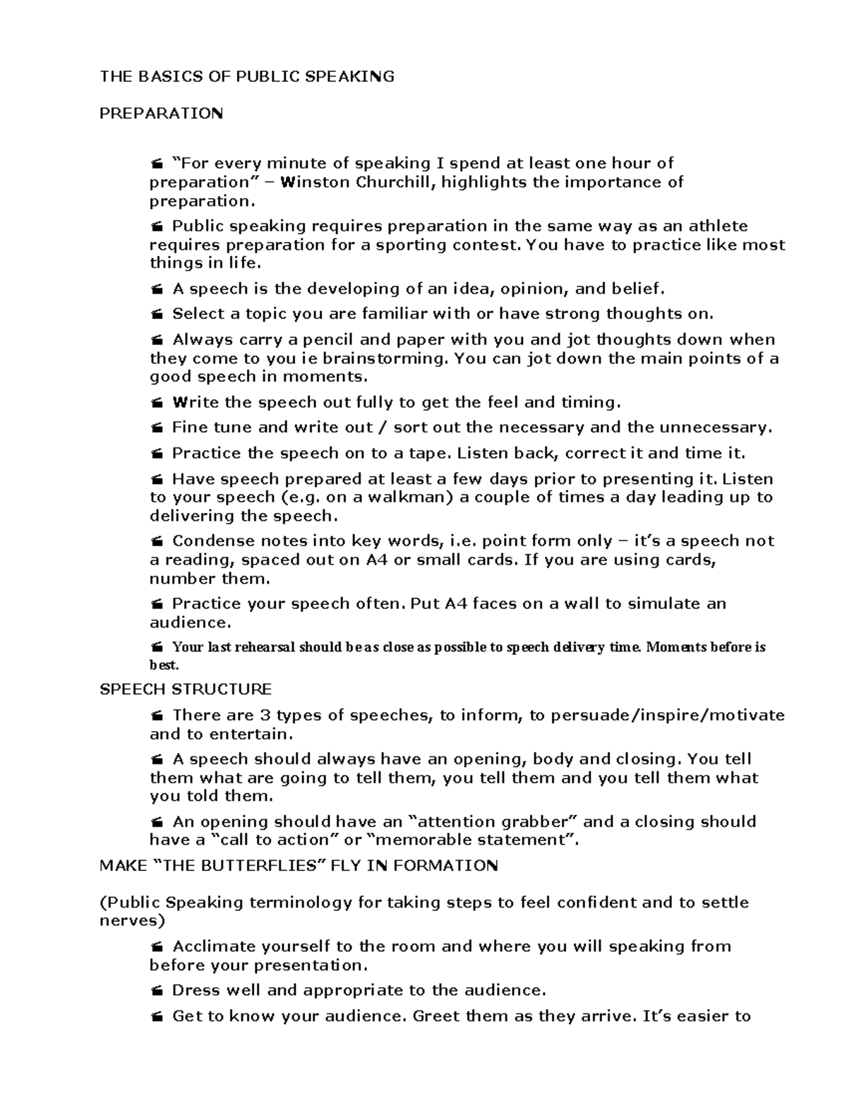 Notes THE Basics OF Public Speaking Primer - THE BASICS OF PUBLIC ...