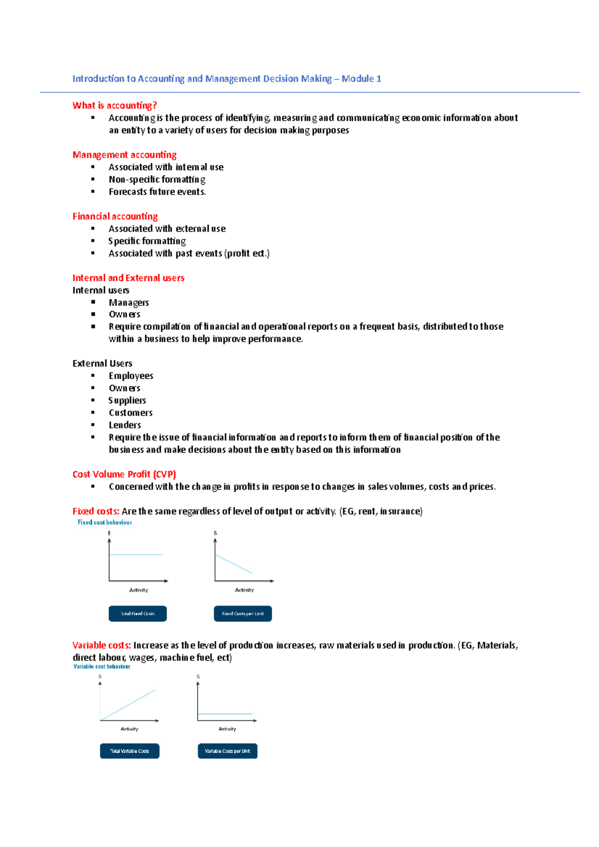 Exam notes Acc1000 - Introduction to Accounting and Management Decision ...