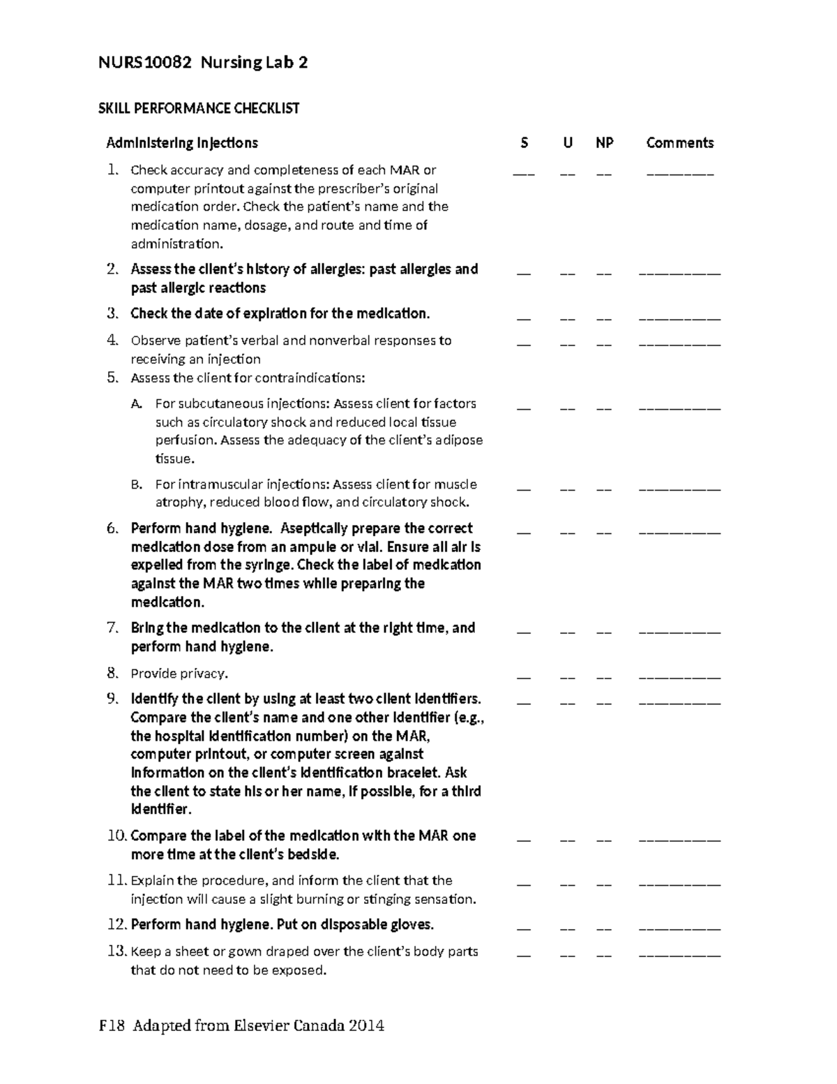Administering Injections (SC, IM, ID) W18 - NURS10082 Nursing Lab 2 ...