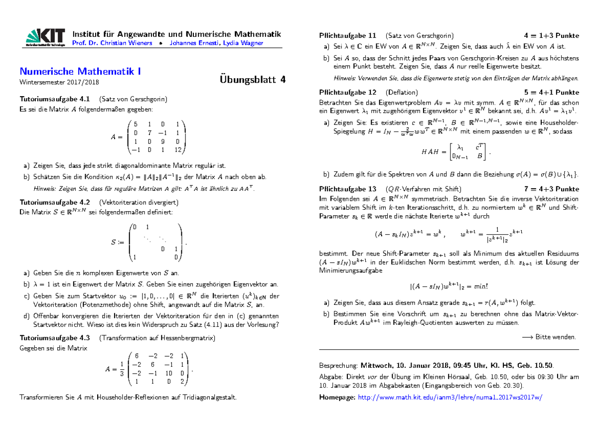 Nu Ma1 UB004 - Numerik 1 für Mathematiker - Institut ur Angewandte und ...
