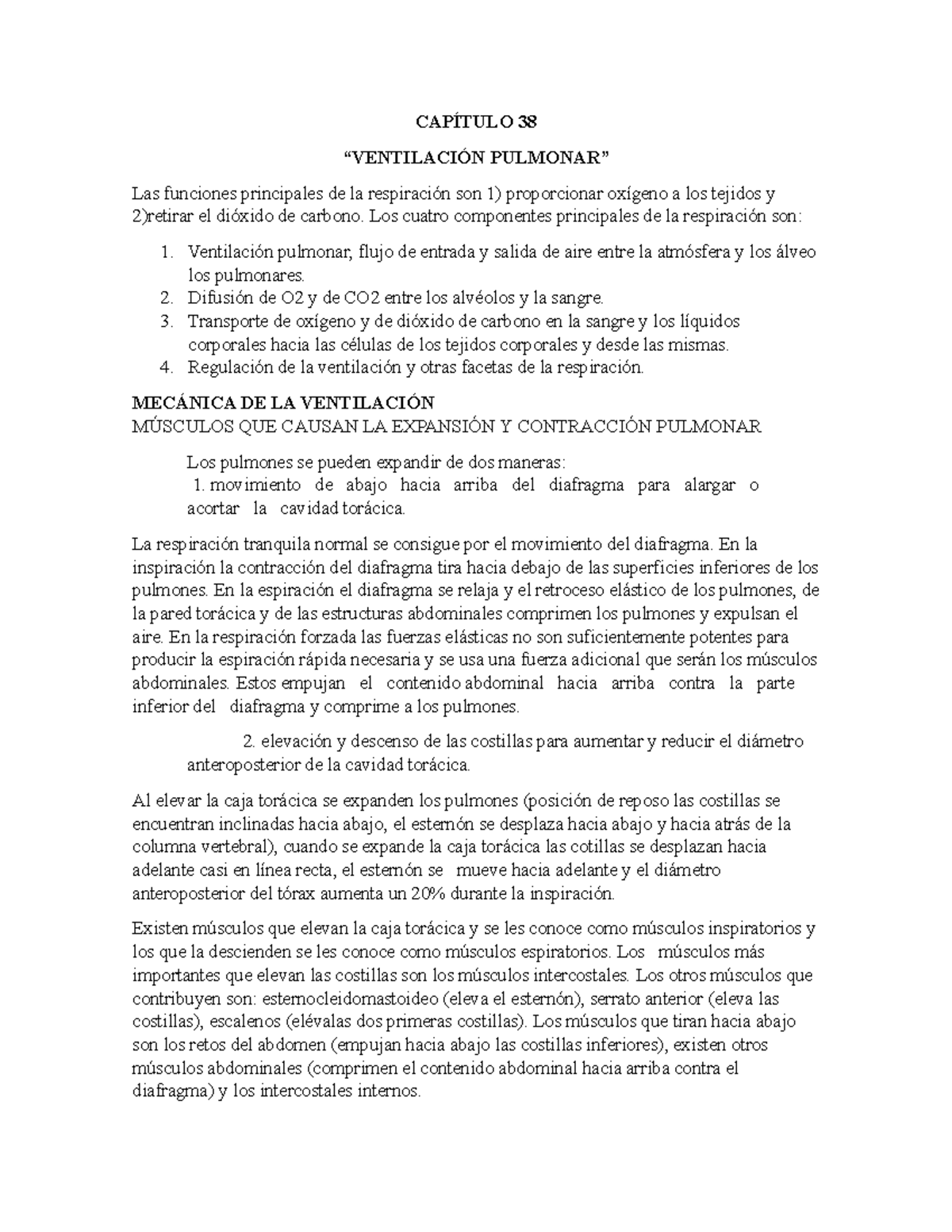 Resumen Capitulo 38 "Ventilación pulmonar" Fisiología de Guyton - CAPÍTULO 38 “VENTILACIÓN ...