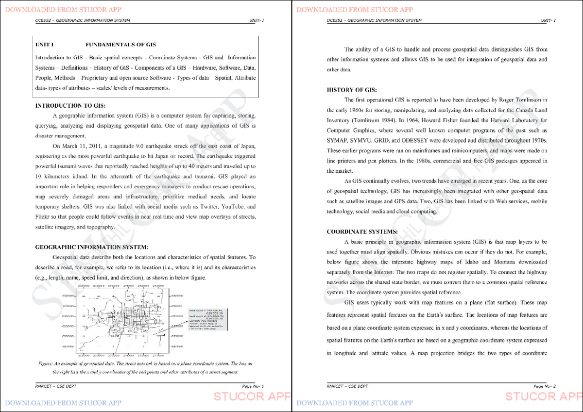 Dual - Ttttttt - OCE552 3 GEOGRAPHIC INFORMATION SYSTEM UNIT- I RMKCET 3 CSE DEPT Page No- 3 ...