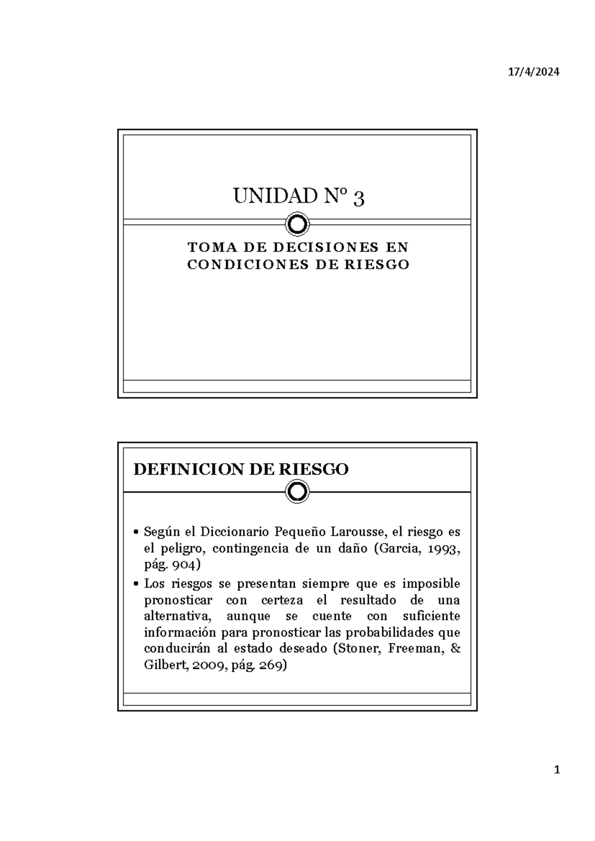 Tema 3 - jkhjh - TOMA DE DECISIONES EN CONDICIONES DE RIESGO UNIDAD N ...