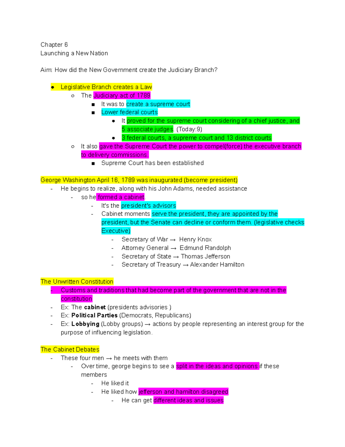 Chapter 6 Lecture Notes - Chapter 6 Launching a New Nation Aim: How did ...