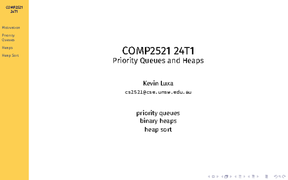 Week09tue-priority-queues - 24T Motivation Priority Queues Heaps Heap Sort COMP2521 24T Priority ...