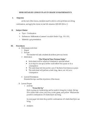 Lesson Plan in Mathematics 7Unit Conversion - Lesson Plan in ...