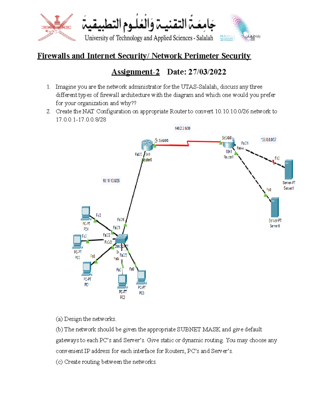 Firewall and Internet Security Assignment 2 AY 21 22 Sem2 - Firewalls ...