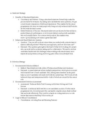 Task 1 talent acquisition - A. Workforce Planning Summary As the new HR ...