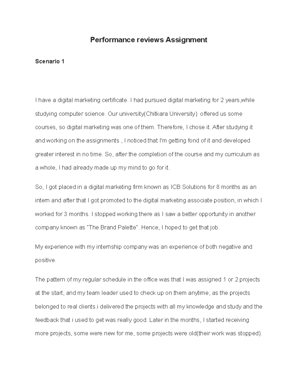 Goel 219259498 performance Review Assign CSBA2600F21 S2 - Performance ...