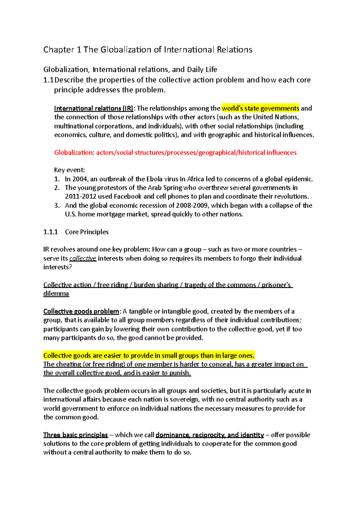 Chapter 1 The Globalization of International Relations - Chapter 1 The ...