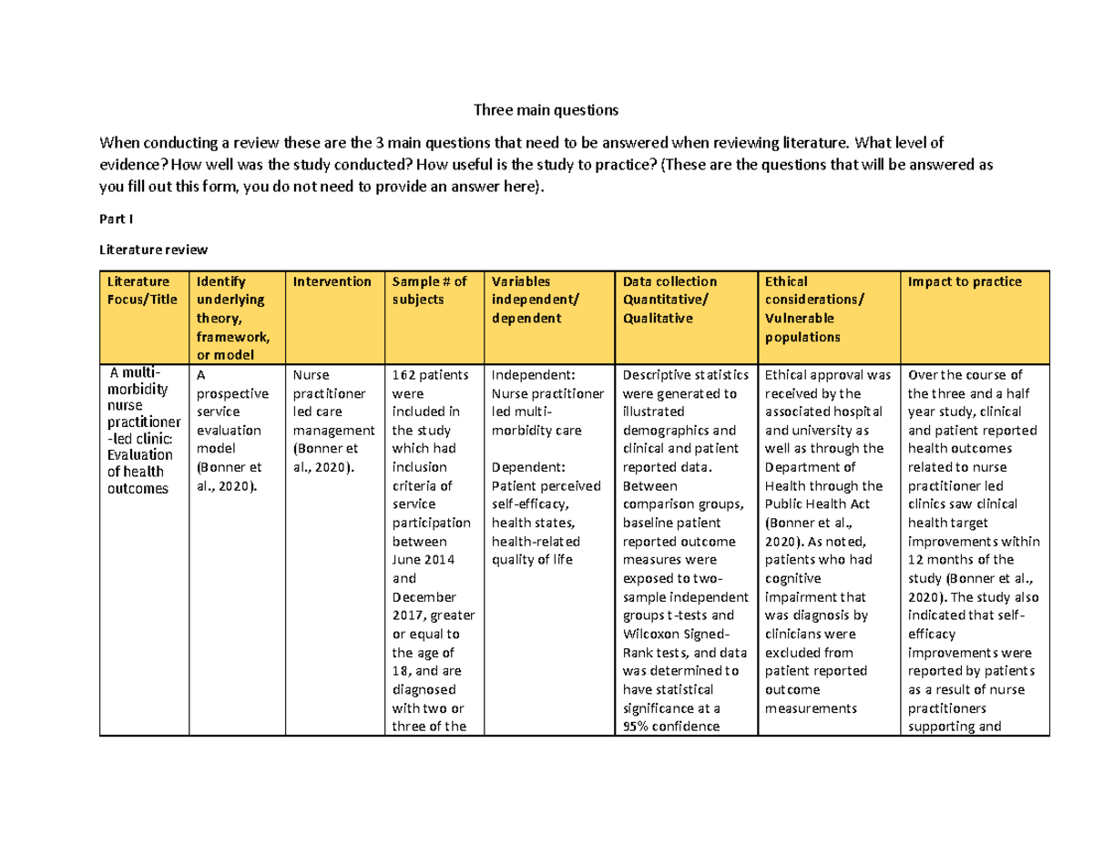 M3 Critical Appraisal Form - Three main questions When conducting a ...