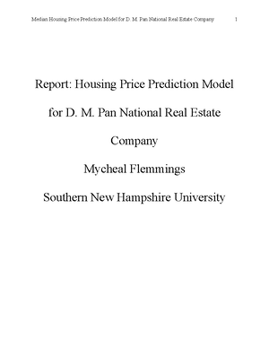 MAT 240 Module 2 Assignment 2-3 - Report: Selling Price and Area ...
