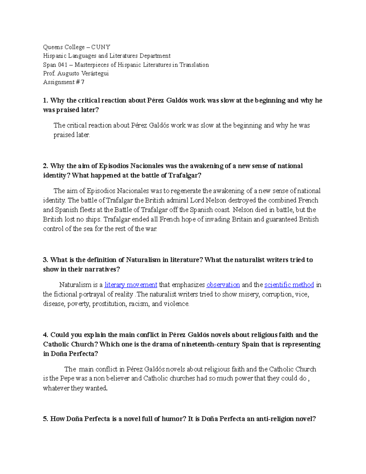 Assignment 7 - Queens College – CUNY Hispanic Languages and Literatures ...