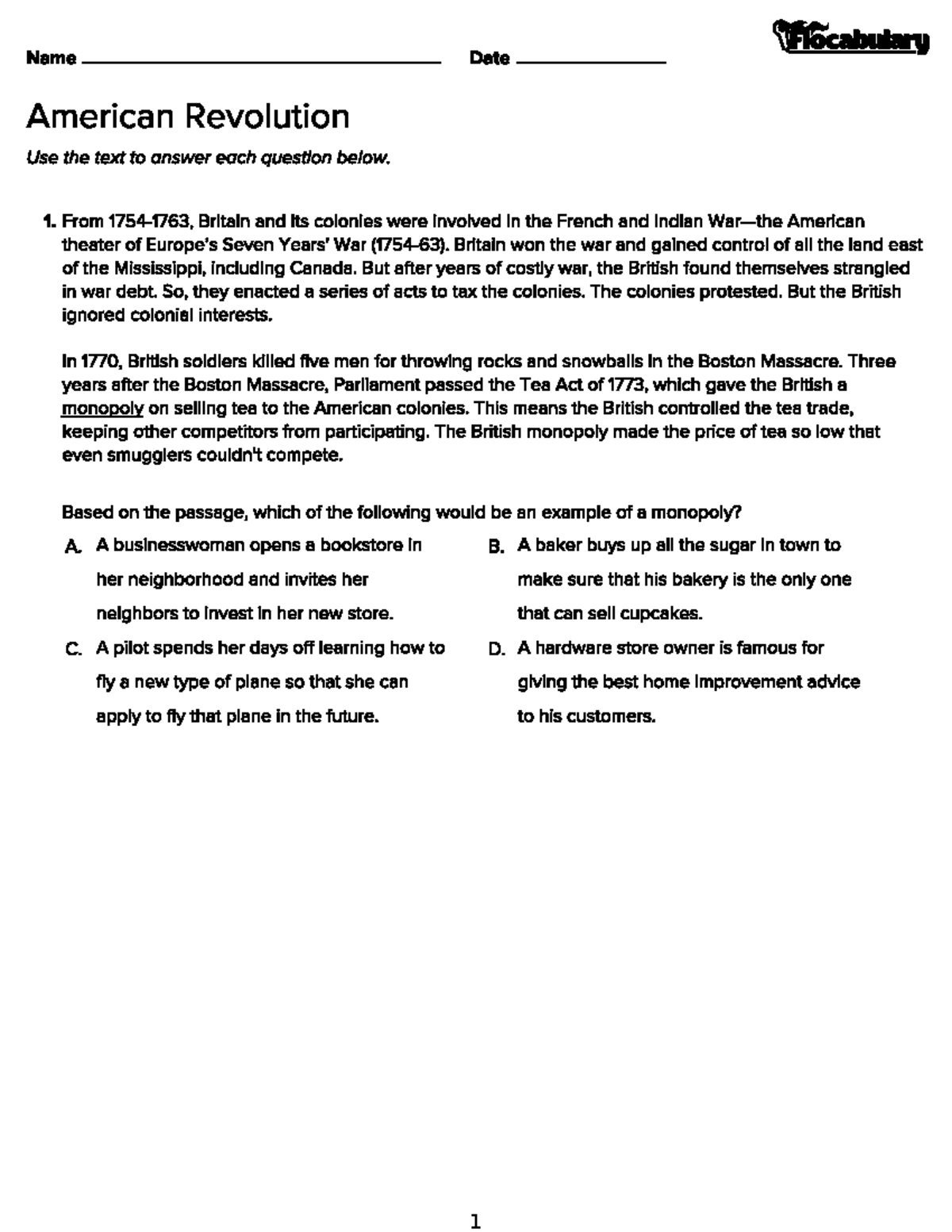 American revolution v1 read and respond - Studocu