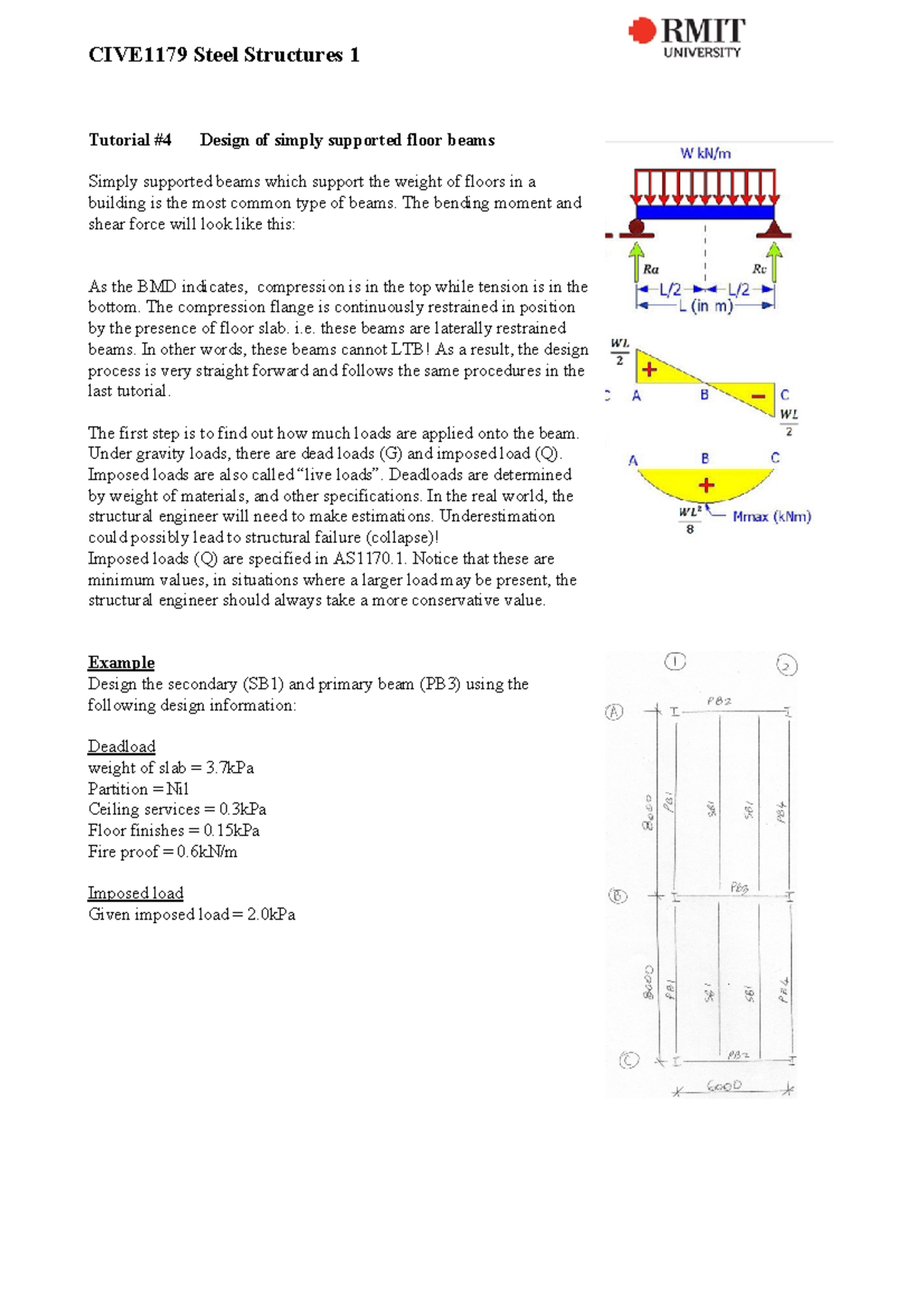 T4 - Tutorial Work Questions/Answers - CIVE1179 Steel Structures 1 Tutorial #4 Design of simply ...
