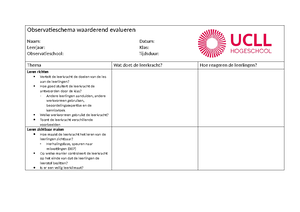Observatieschema waarderend evalueren + samenvatting - Observatieschema ‘Waarderend Evalueren ...