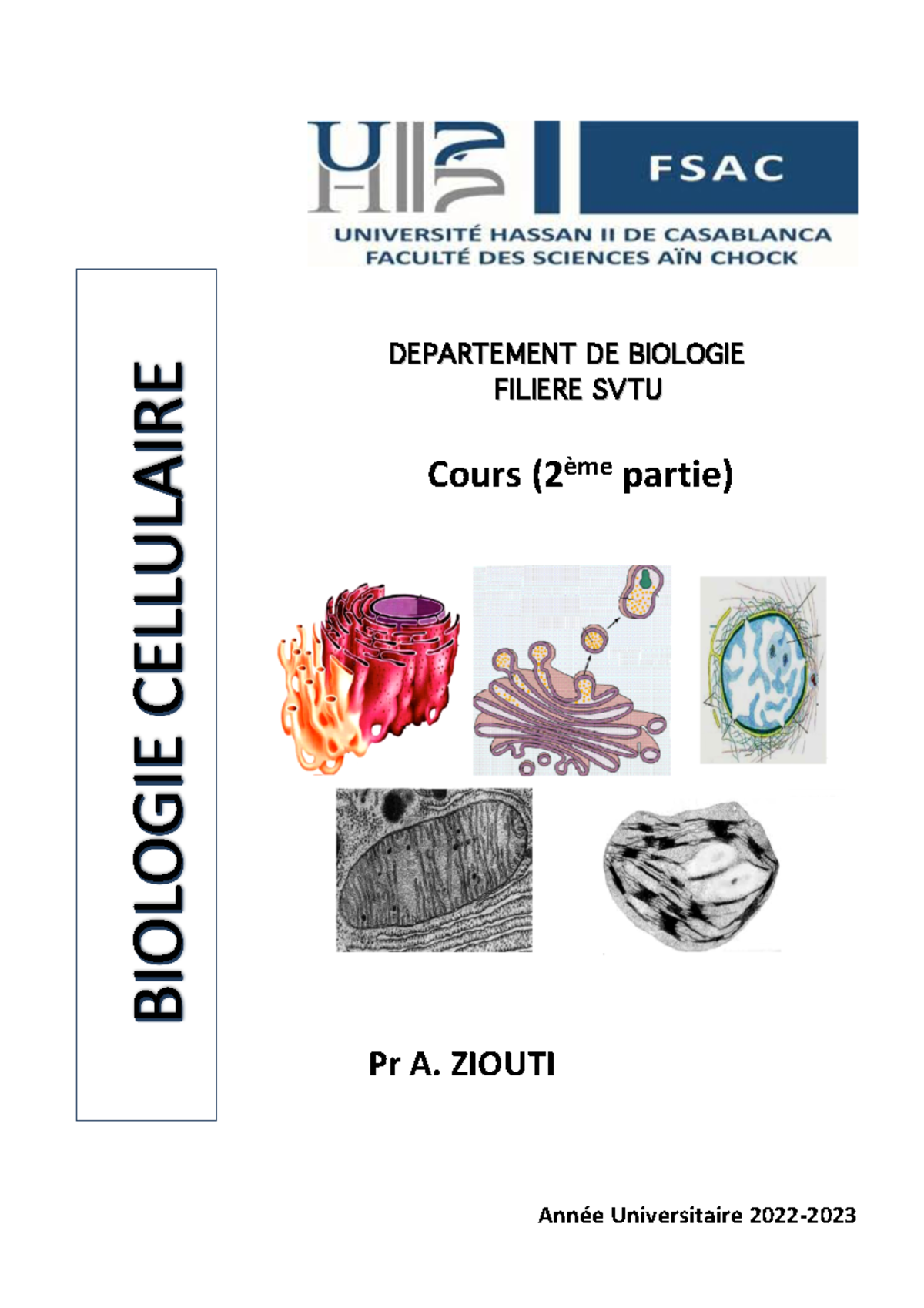 Fascicule du cours de Biologie cellulaire 2022-2023 (2ème partie ...