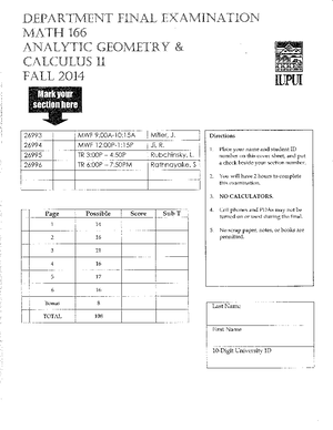 Test 4 Chapter 10 and 11A - MATH16600 - Studocu
