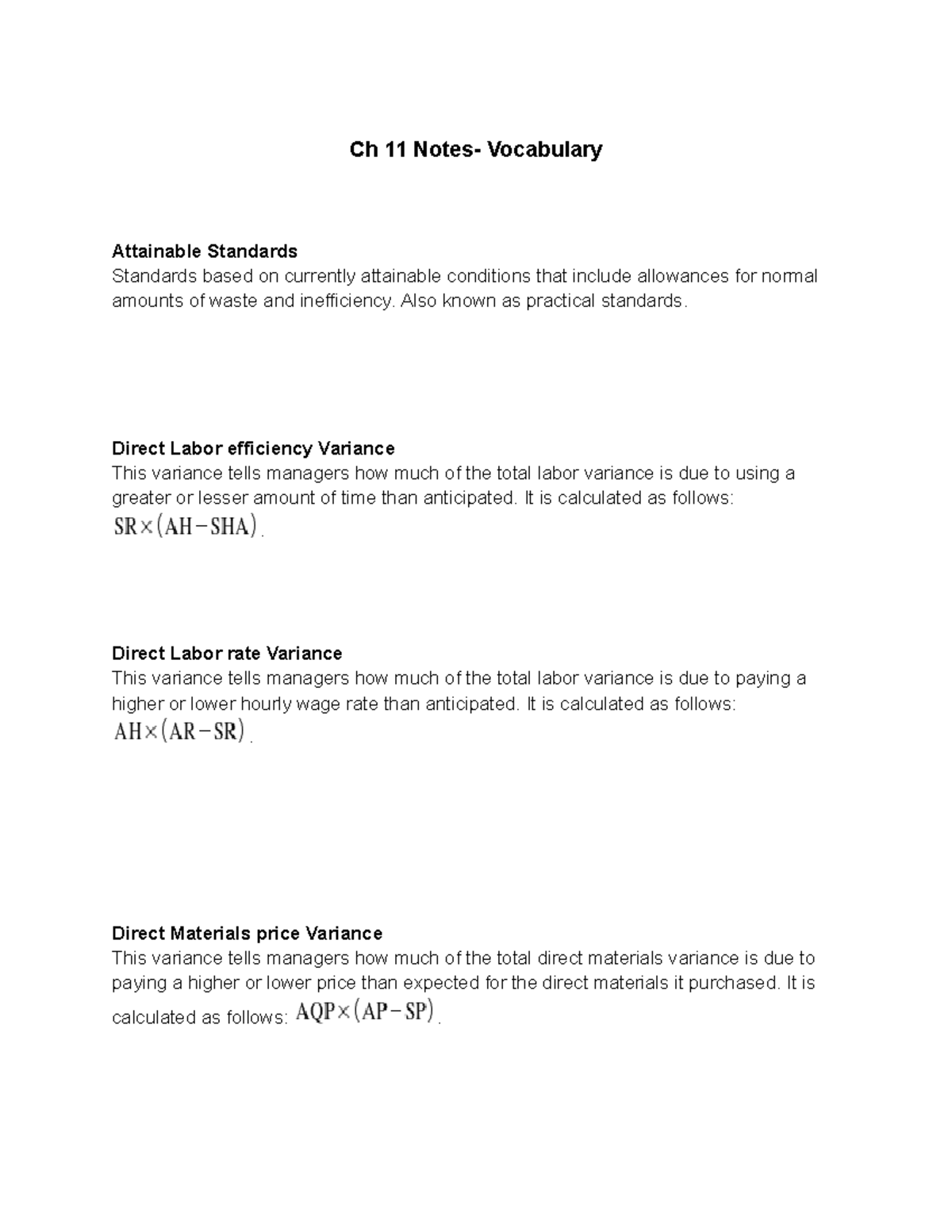 Ch 11 Notes- Vocabulary - Ch 11 Notes- Vocabulary Attainable Standards ...
