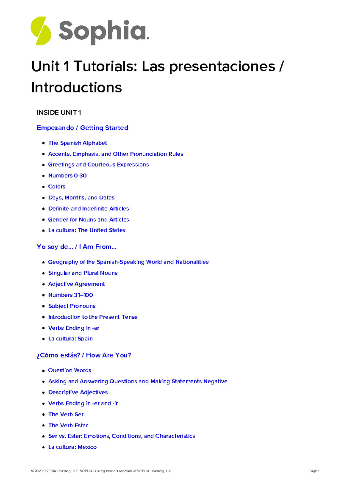 Unit 1 tutorials las presentaciones introductions - Unit 1 Tutorials ...