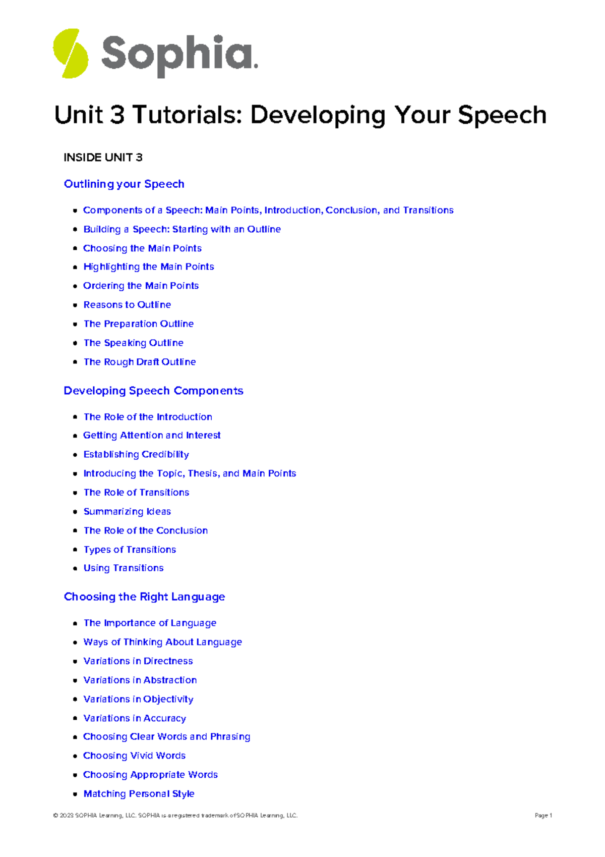 Unit 3 tutorials developing your speech - Unit 3 Tutorials: Developing Your Speech INSIDE UNIT 3 ...