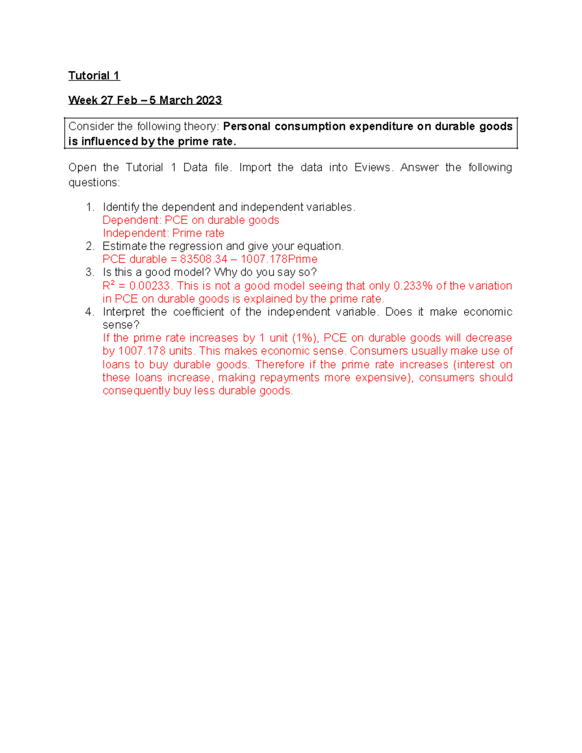 Tutorial 1 Memo Tut Tutorial 1 Week 27 Feb 5 March 2023 Consider The Following Theory