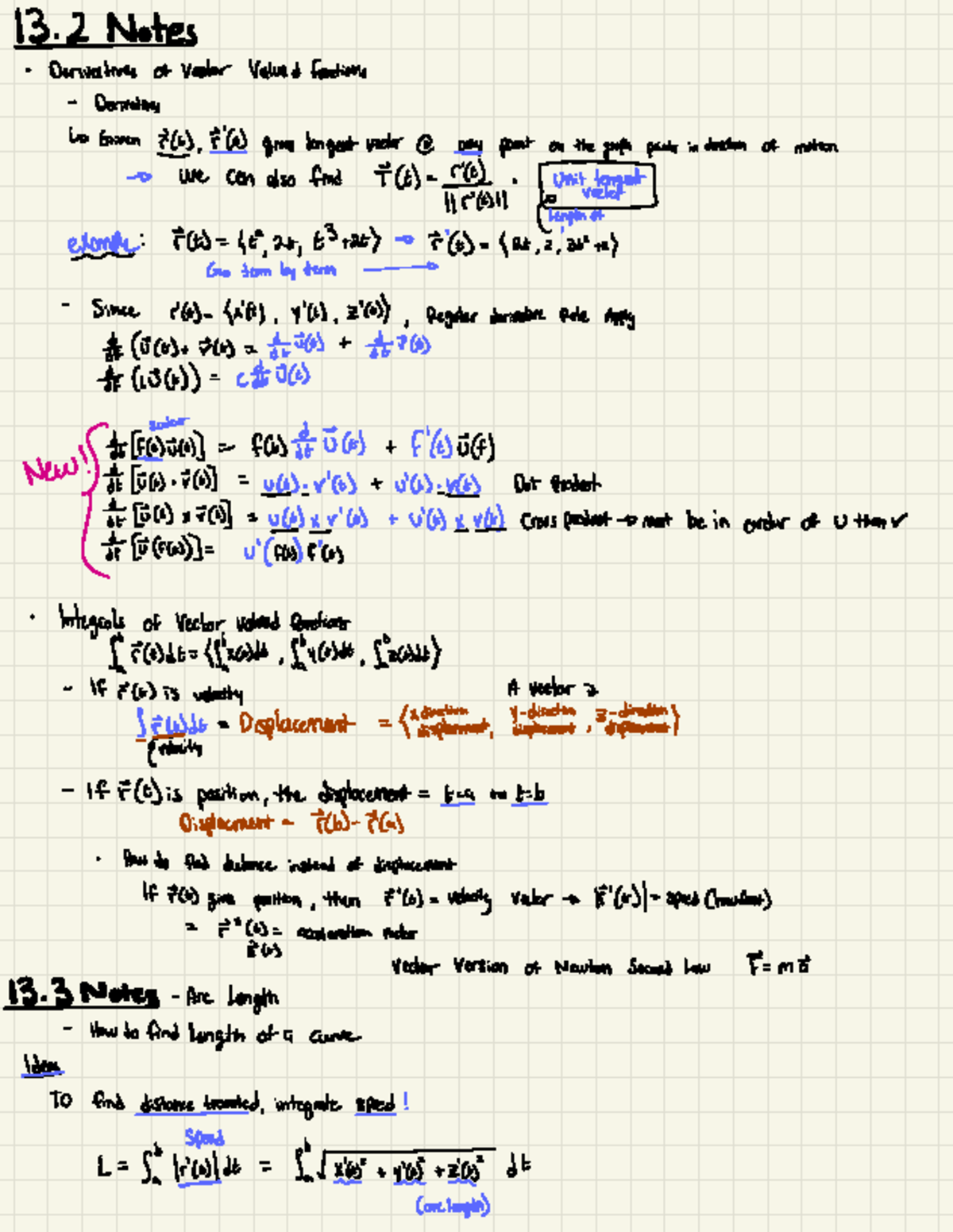 Calc 3 Exam 5 - Calc 3 Exam 5 - l3_otes Derivatives of Veetar Valued ...