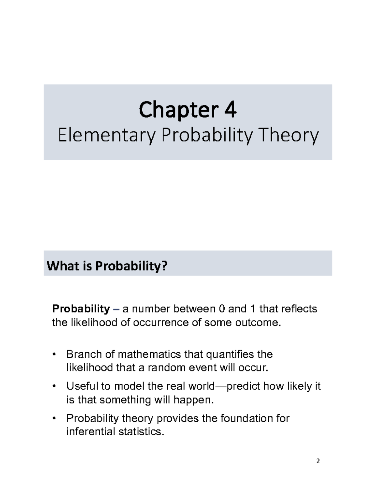 Ch 4 Class Notes Stat3379 Young Fall 2024 - Chapter 4 Elementary ...
