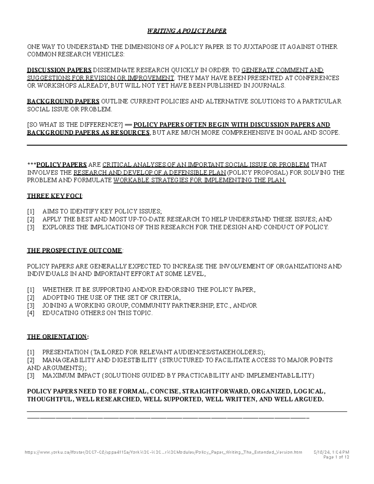 Writing A Policy Paper - WRITING A POLICY PAPER ONE WAY TO UNDERSTAND ...