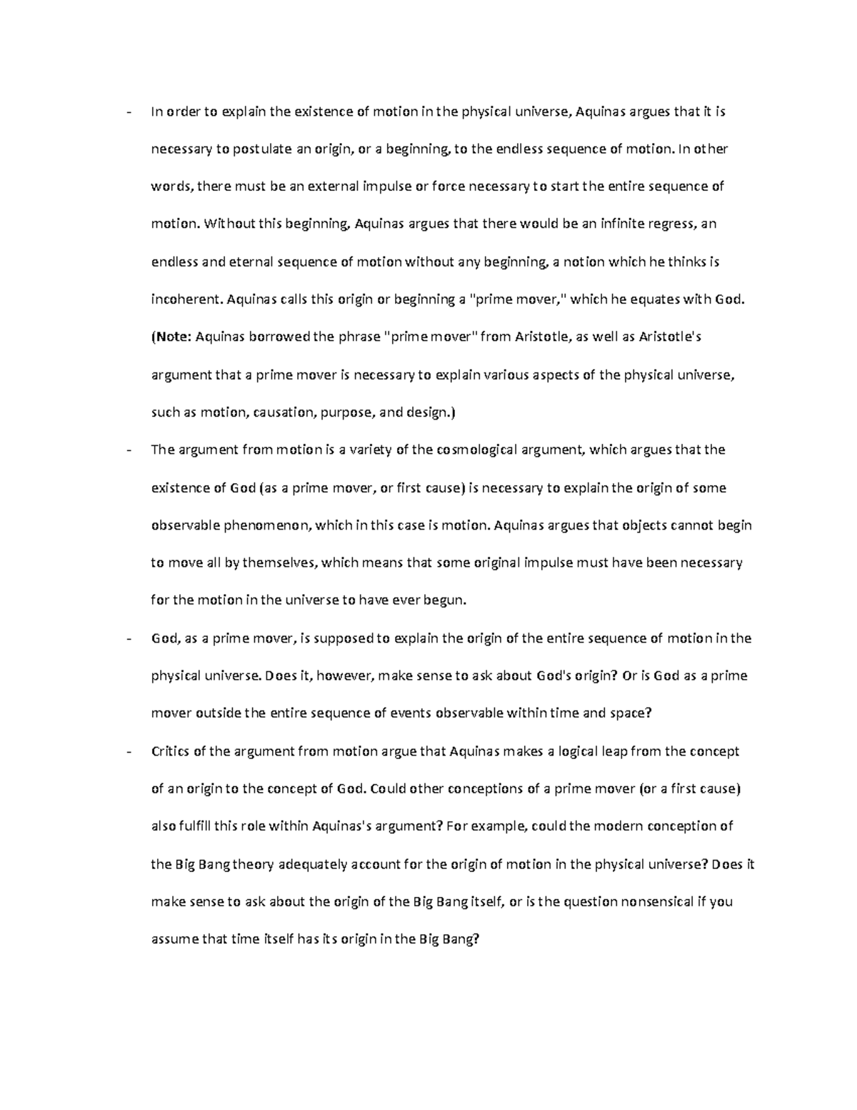 Phi 100 chapter 8 notes - In order to explain the existence of motion ...