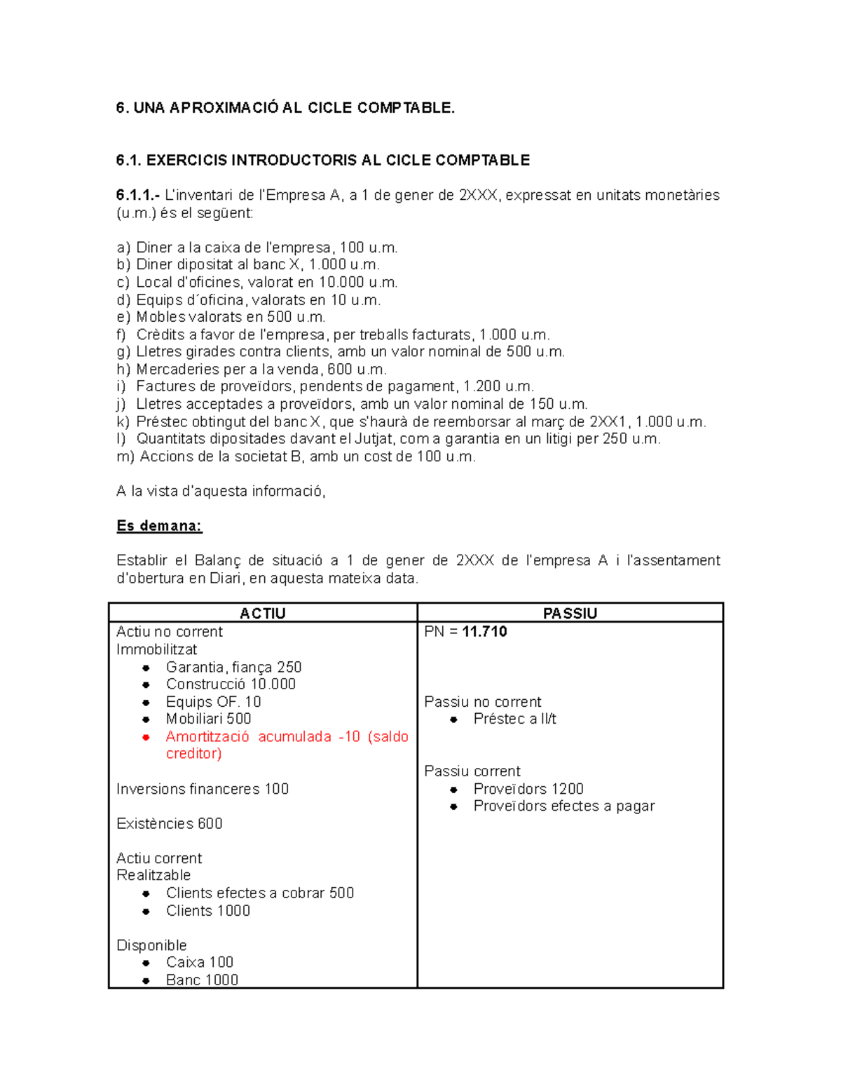 Conta ejercicios t6 - dfghjkl - 6. UNA APROXIMACIÓ AL CICLE COMPTABLE ...