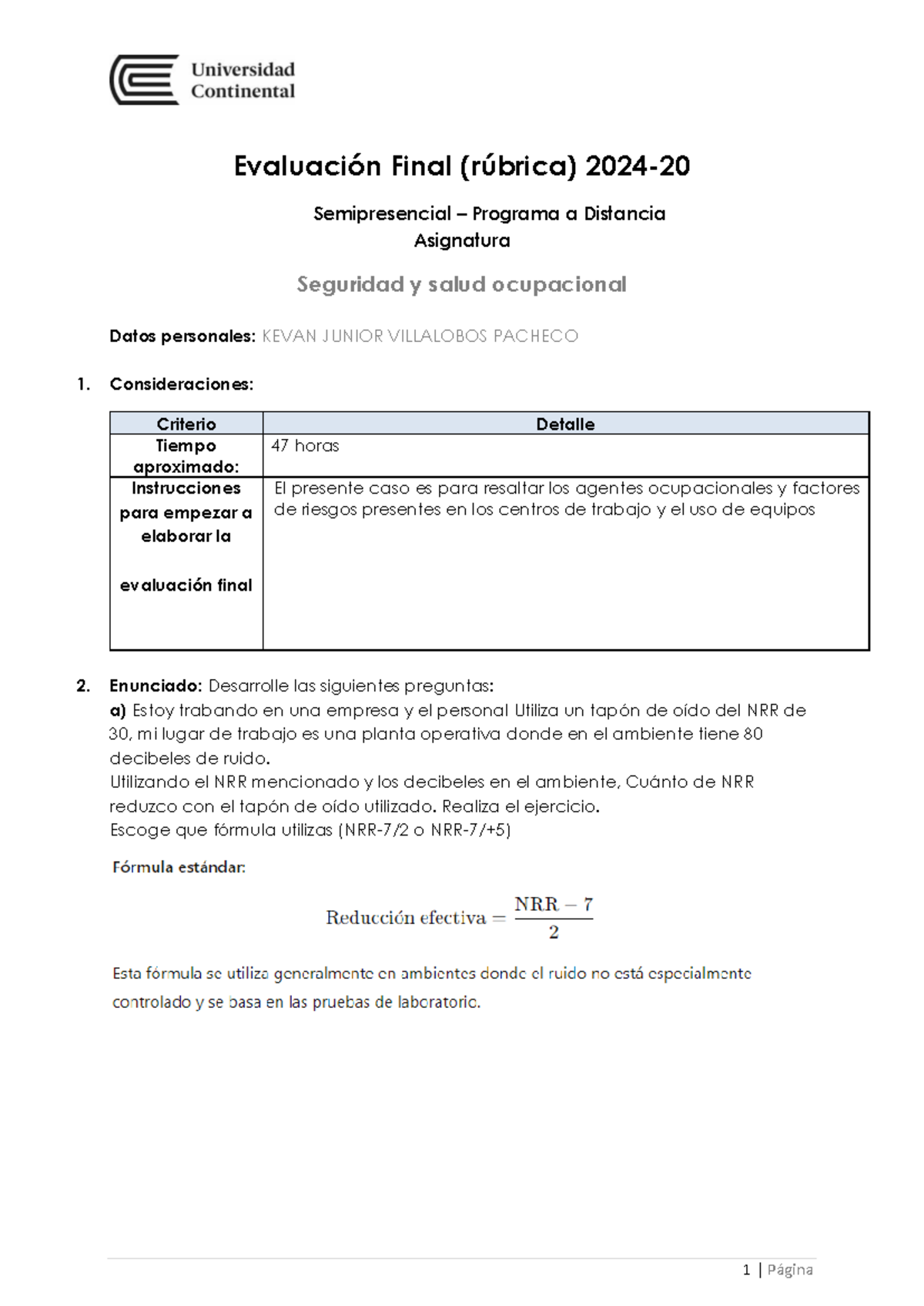 Evaluación final -Prueba final rubrica - Evaluación Final (rúbrica) 2024 - 20 Semipresencial ...