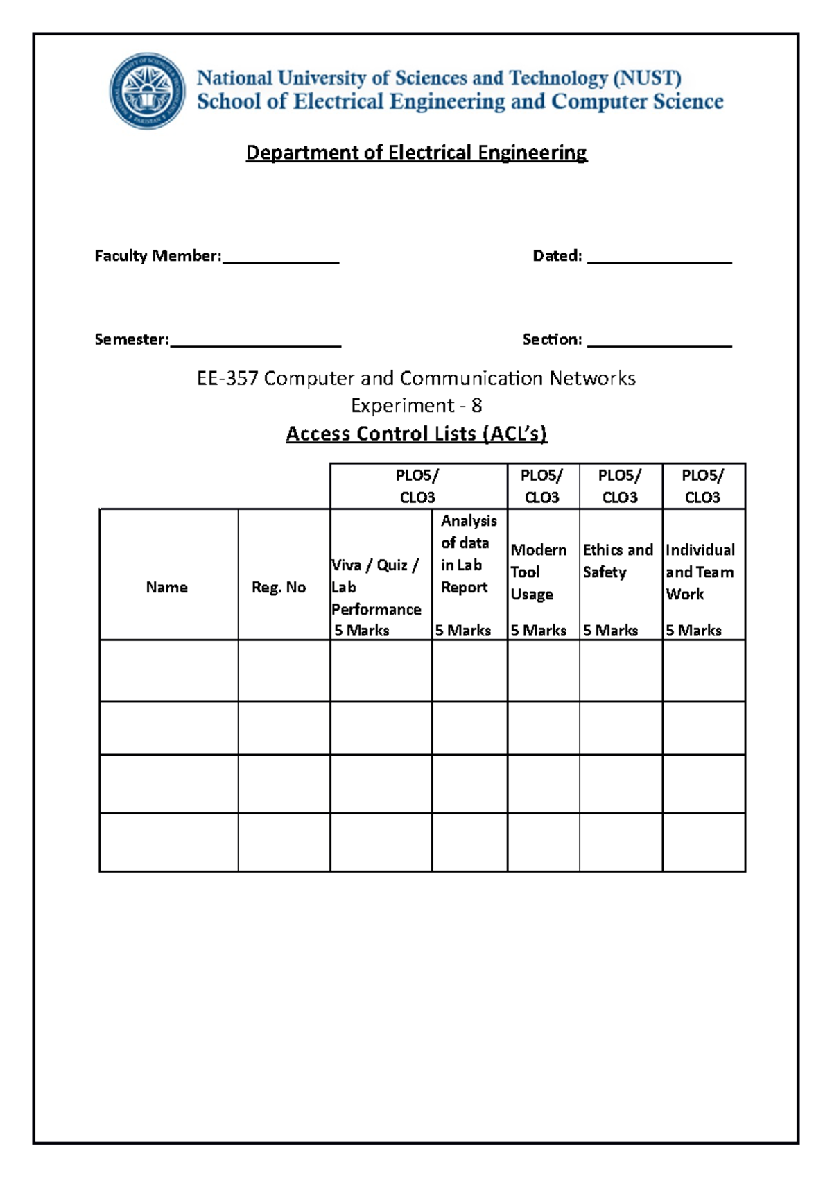 CCN LAB 9 - Advance Computer Networks - NUST - Studocu