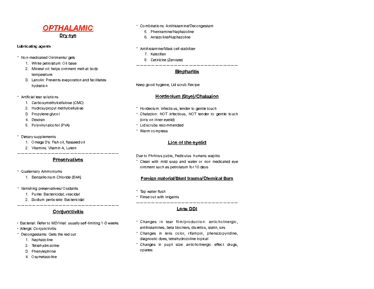 OPTH:OTIC:ORAL - Opthalamic, Otic, Oral - OPTHALAMIC Dry eye ...