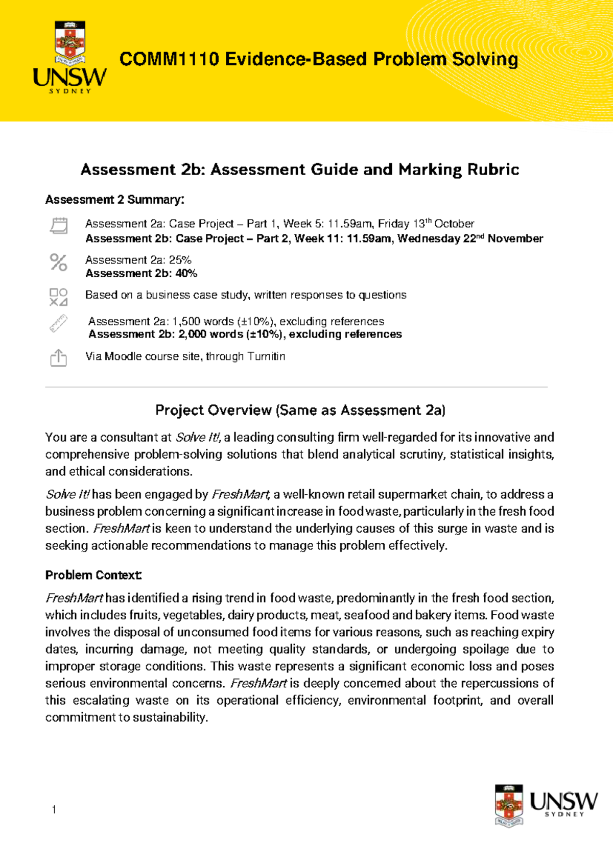 COMM1110 - Assessment 2b Guide and Marking Rubric 2023T3 - COMM1110 ...
