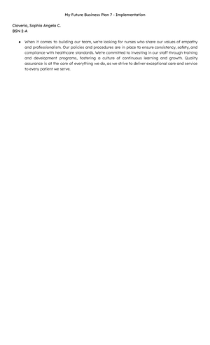 Focus of the Business - My Future Business Plan 4 - Focus of the ...