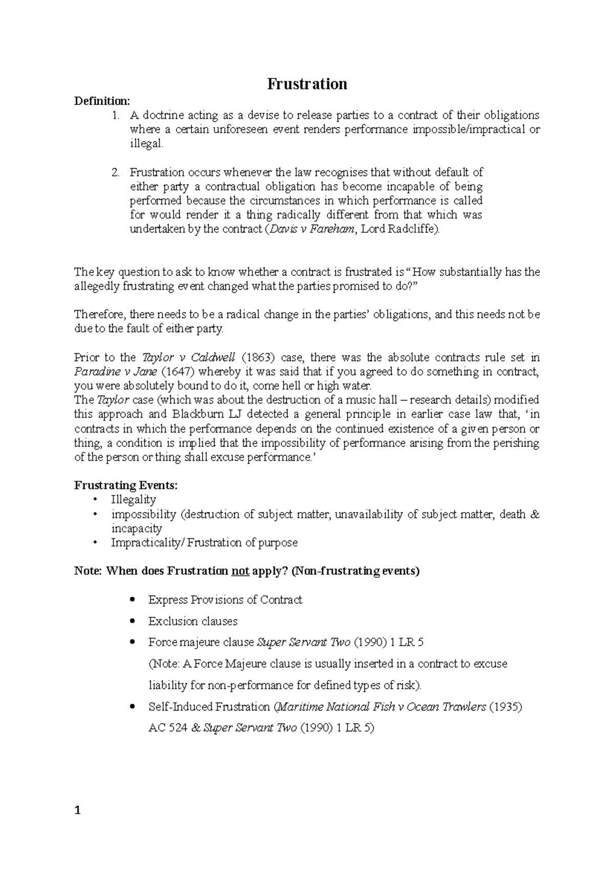 Frustration - Frustration Definition: 1. A doctrine acting as a devise ...