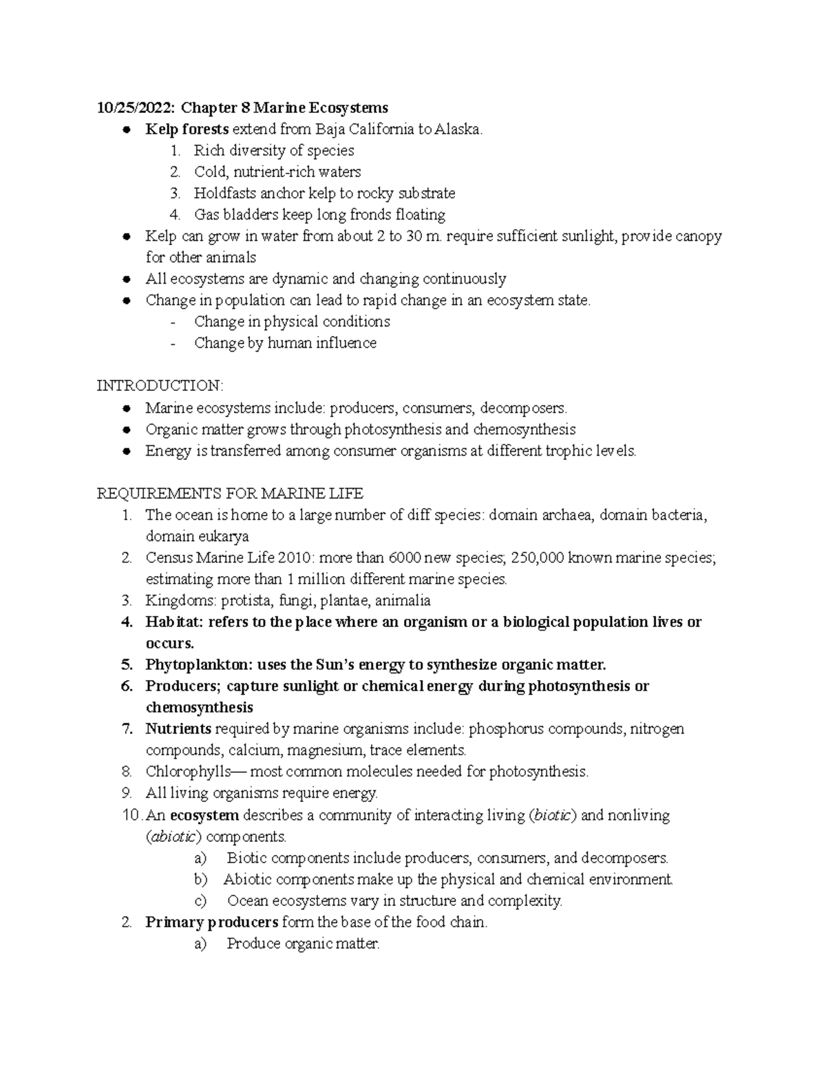 CH 8 ERS - Chapter 8 Notes with Professor Hess - 10/25/2022: Chapter 8 ...