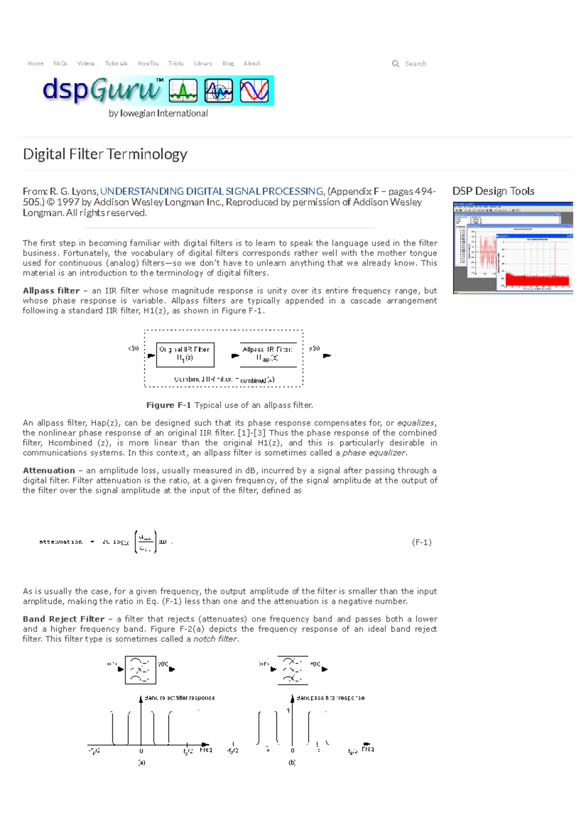 Digital Filter Terminology - dsp Guru - Digital Filter Terminology Home ...