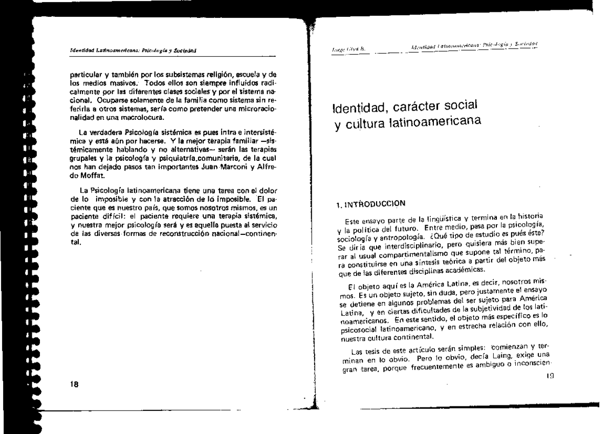 Gissi Identidad Carácter Social y Cultura Latinoamericana - Psicología ...