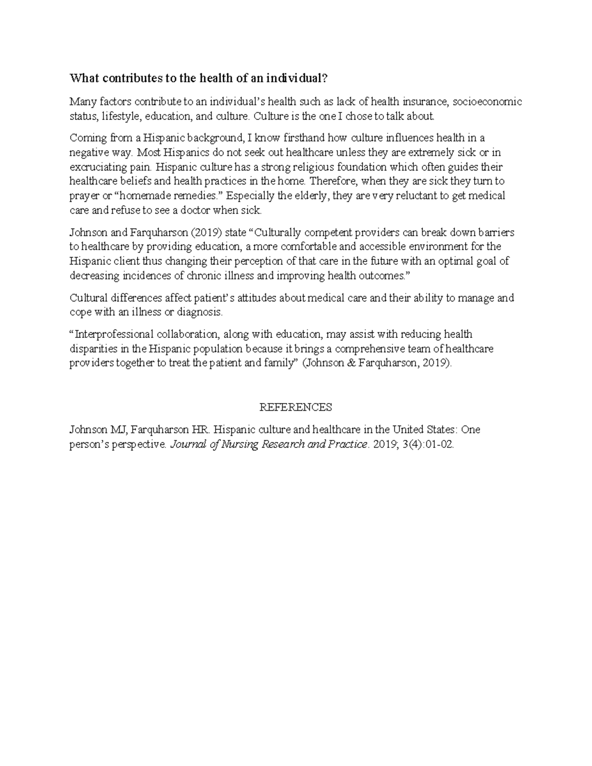 Cultrure and health - What contributes to the health of an individual ...