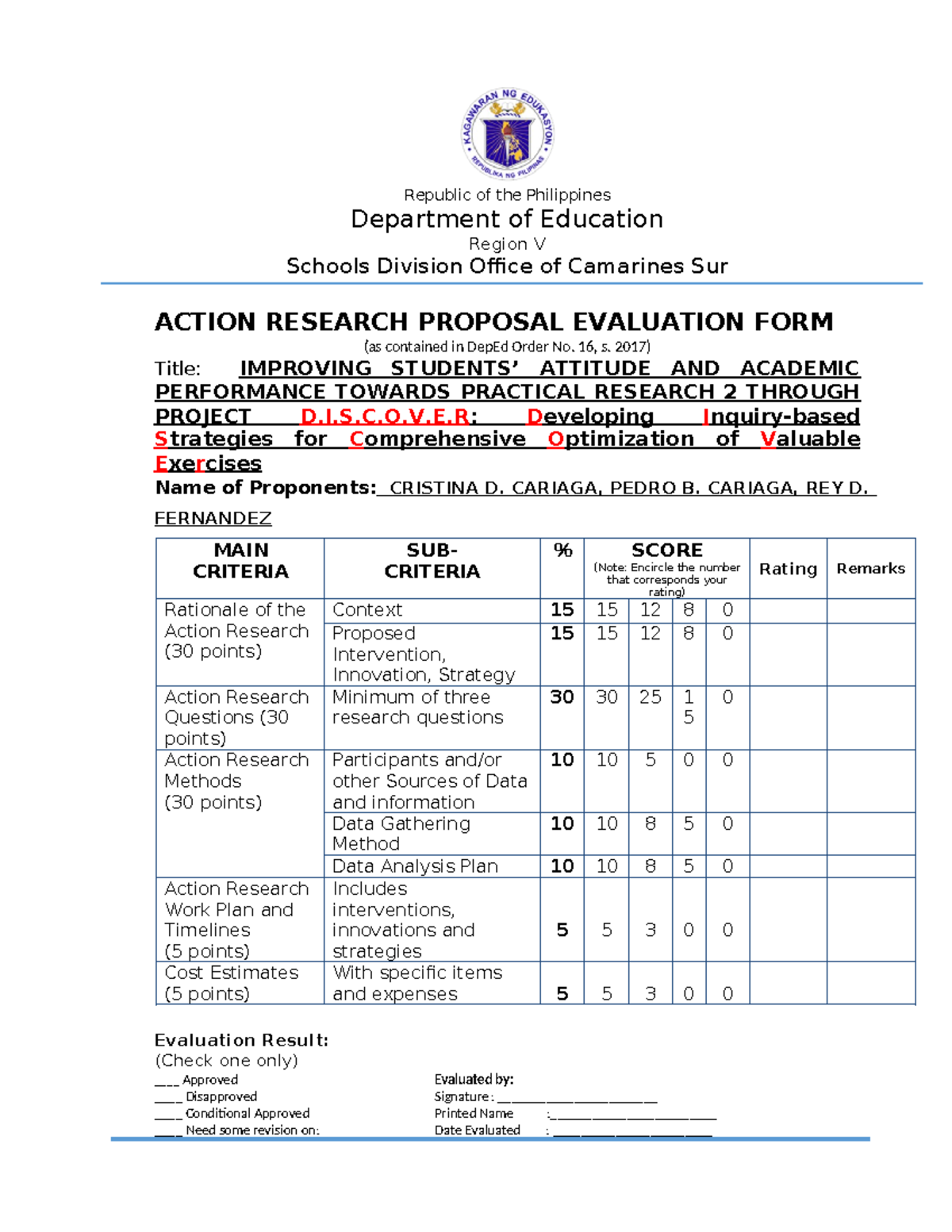 Action Research Project I- Search FOR Grade 11 Practical Research 1 ...