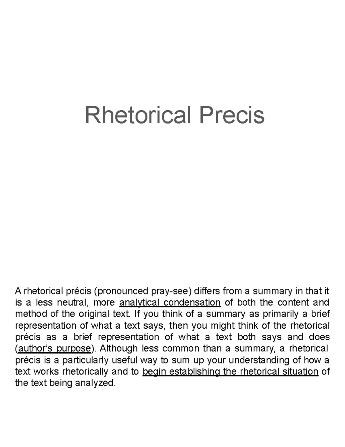 Rhetorical precis - wdad - Rhetorical Precis A rhetorical précis ...