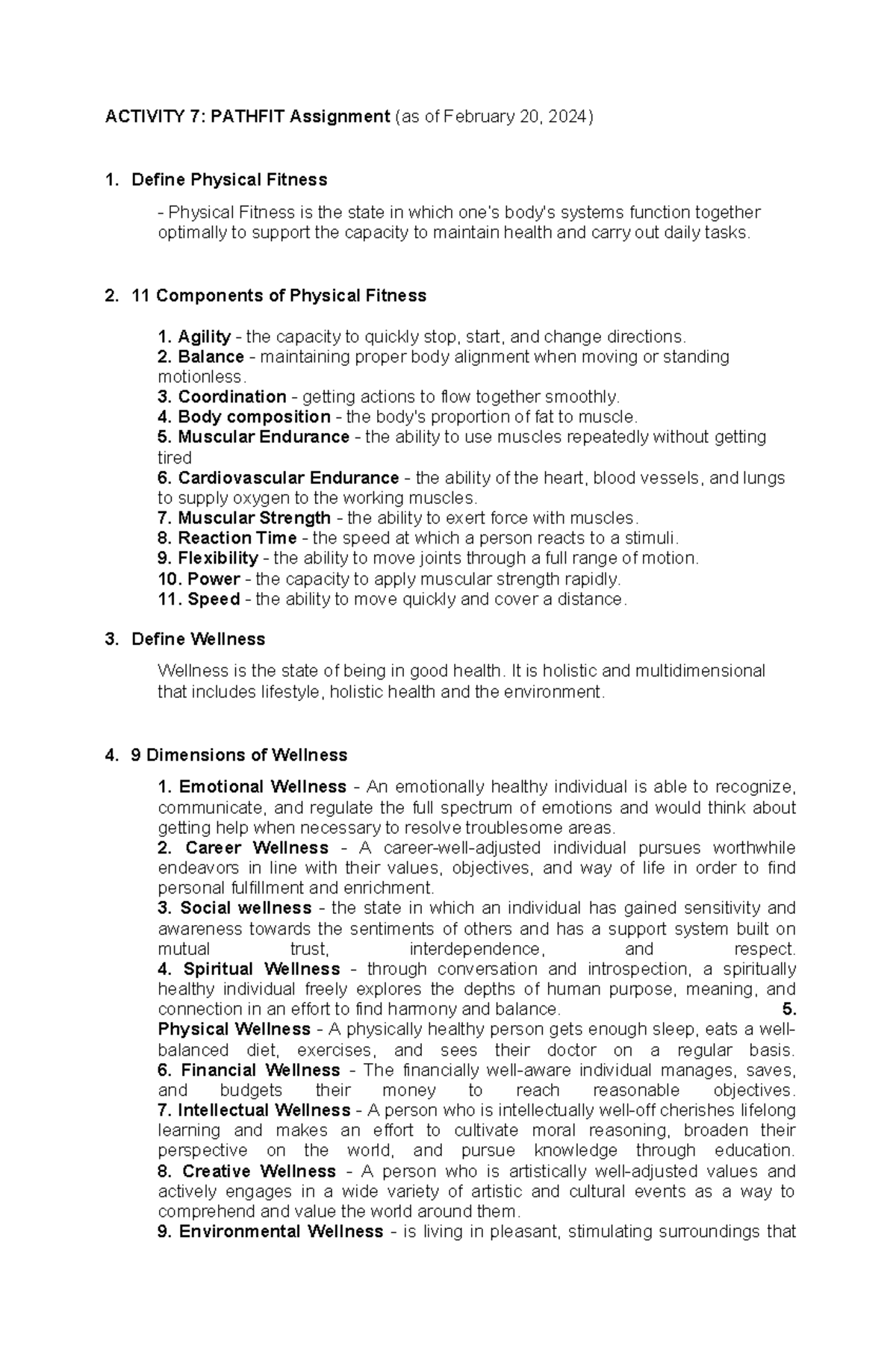 PATHfit - Components of Physical Fitness and Wellness - ACTIVITY 7 ...