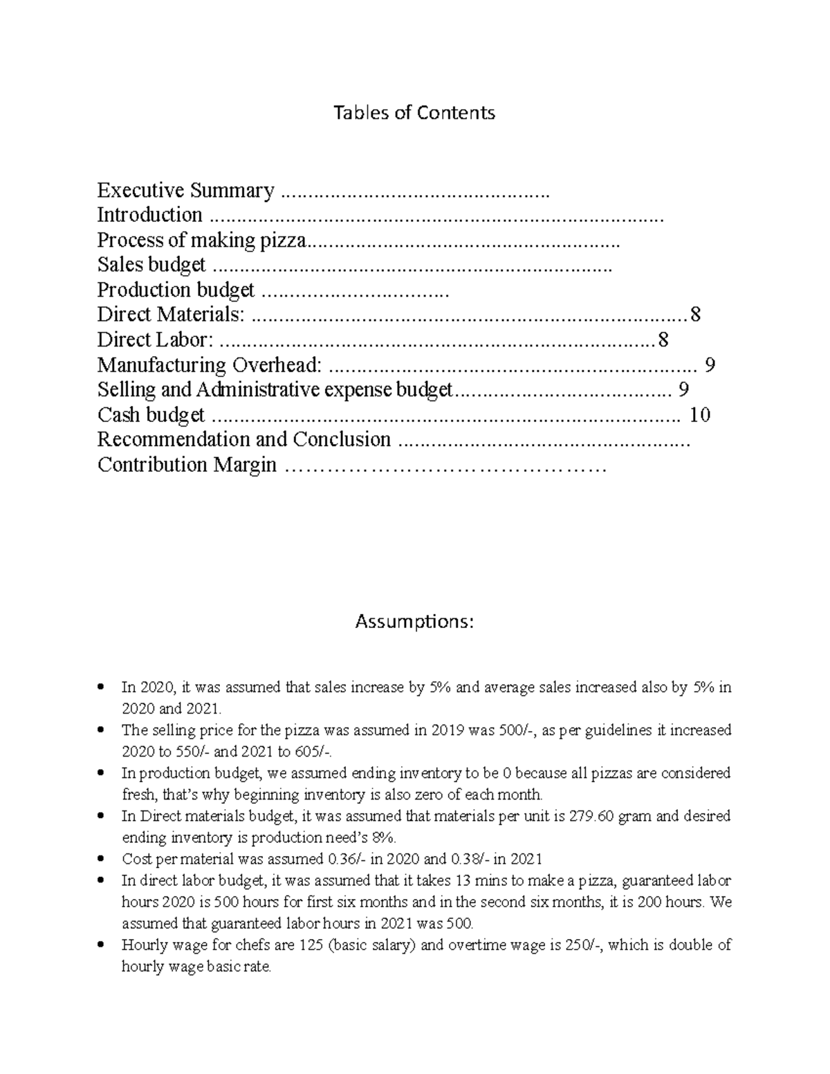 Assumptions - international marketing 382 - Tables of Contents ...